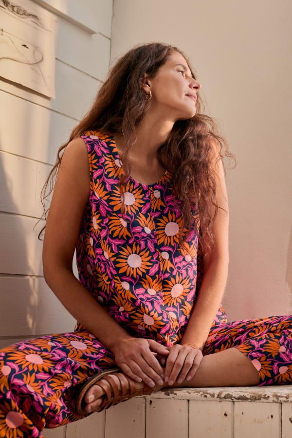 Lighthouse Station Vest in Bold Sunflower Maritime– Dalcheri